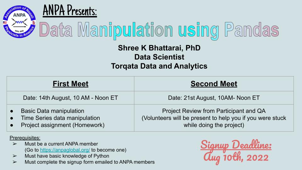 Introduction to Pandas – ANPA – Global